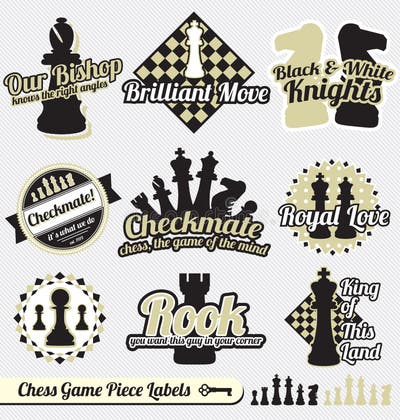 Vector Set: Retro Chess Labels and Stickers Stock Vector - Illustration ...