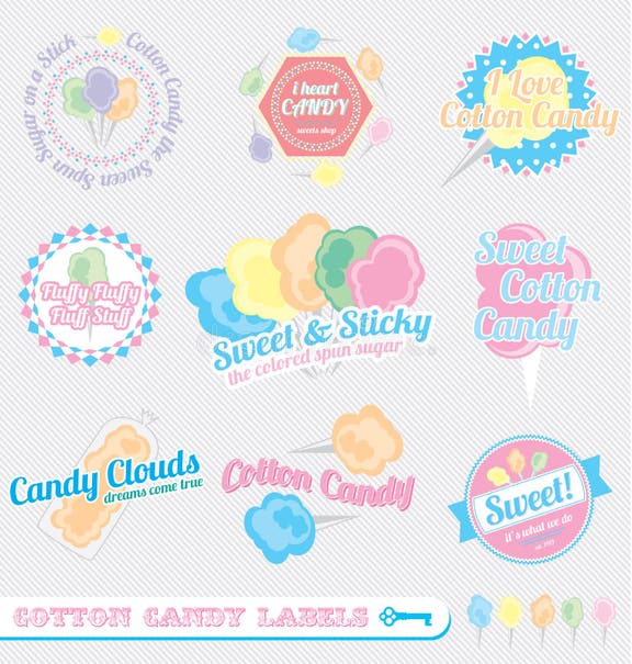 Vector Set: Retro Cotton Candy Labels Stock Vector - Illustration of ...