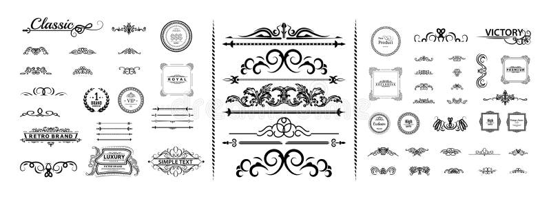 Vector Set of Retro Decorations for Wedding Cards, Decorating ...