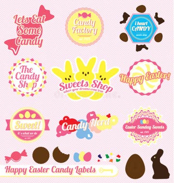 Vector Set: Retro Easter Candy Labels Stock Vector - Illustration of ...