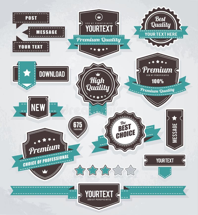 Set of Retro Vintage Badges, Ribbons and Labels Stock Vector ...