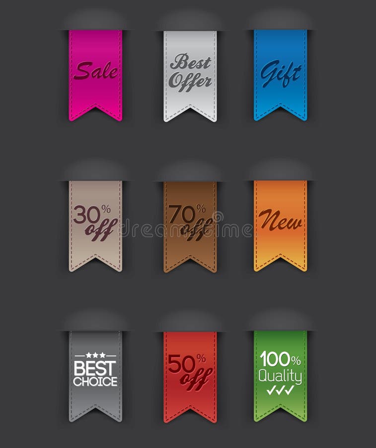 Colorful Corner Labels Set stock vector. Illustration of advertising ...