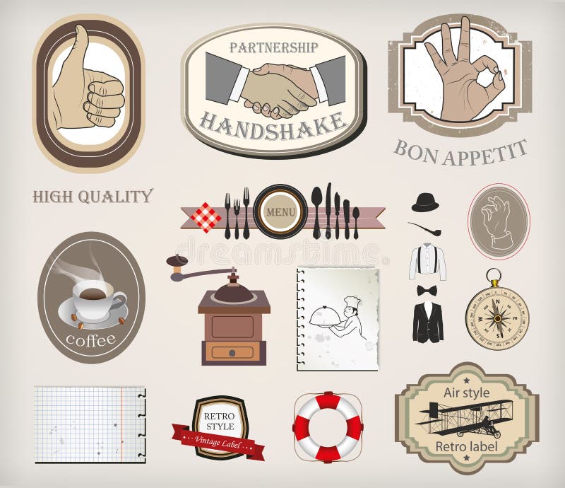 Vector Set of Retro Labels and Stuff Stock Vector - Illustration of ...