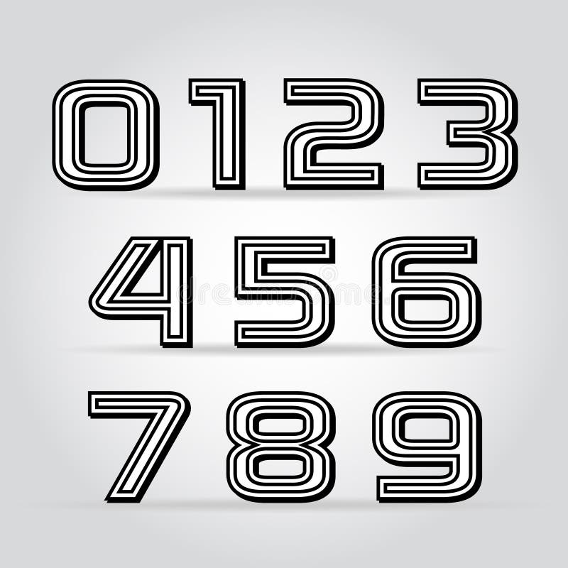 Vector Set Retro Style Black Numbers Stock Vector - Illustration of ...