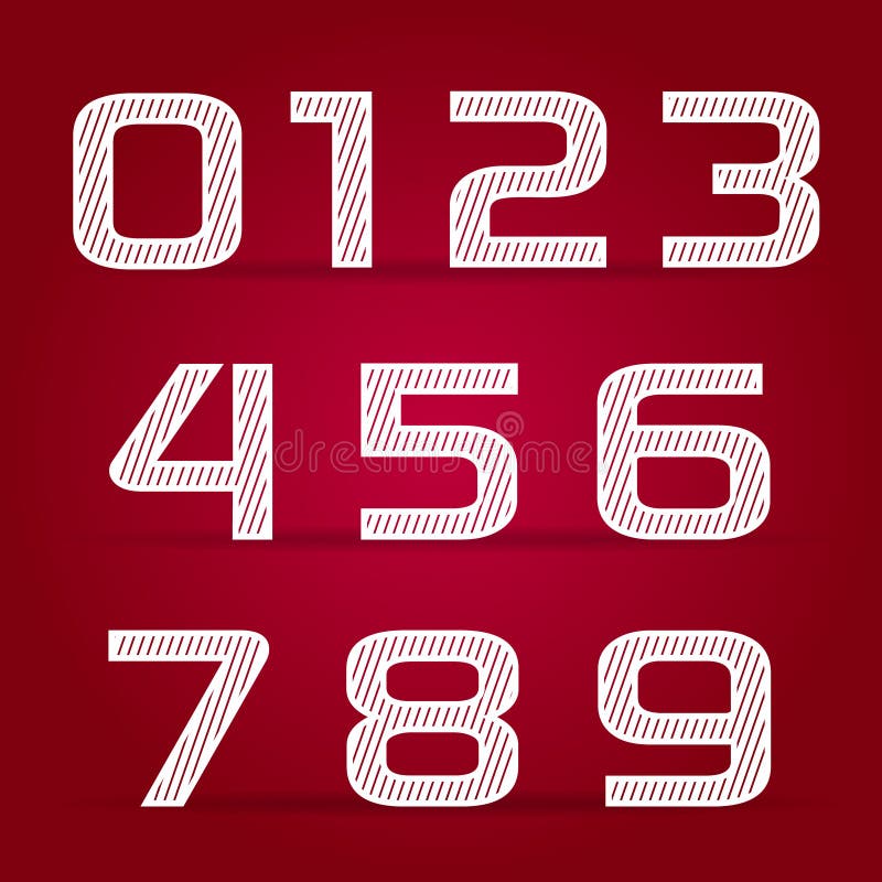 Vector Set Retro Style White Numbers Stock Vector - Illustration of ...