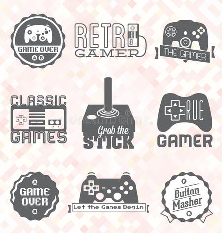 Vector Set: Retro Video Game Labels and Icons Stock Vector ...