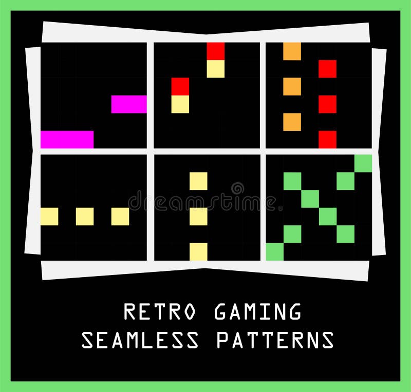 Vector Set of Retro Video Game Patterns Stock Vector - Illustration of ...