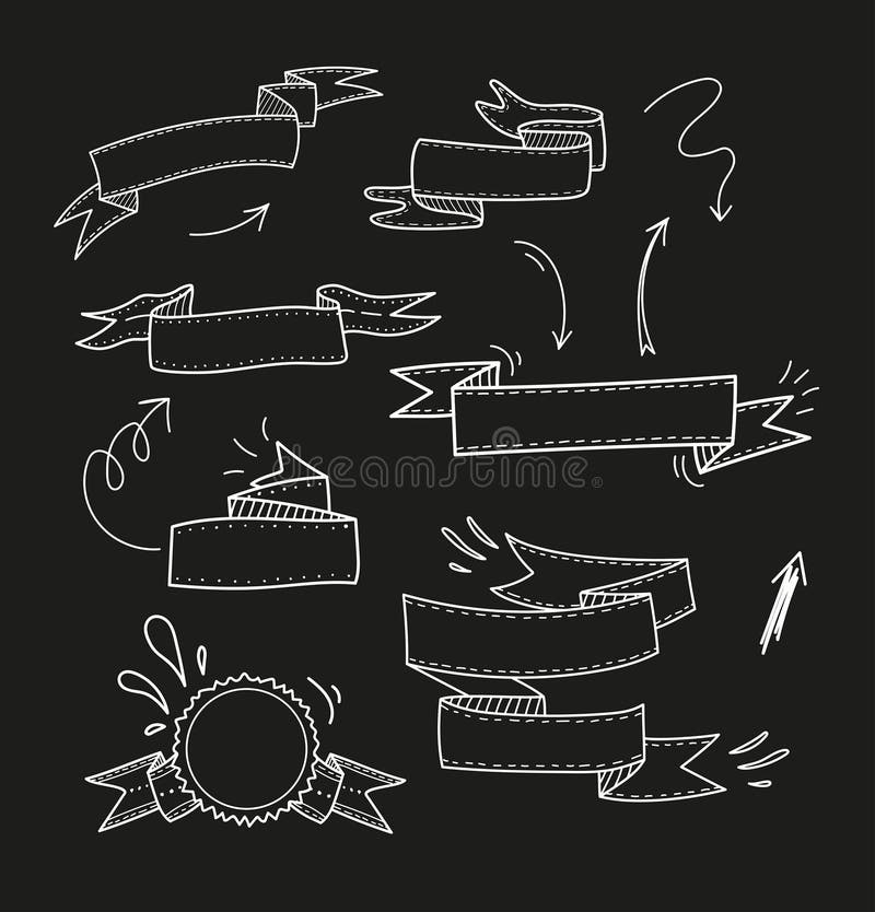 Vector Set of Ribbons and Arrows for Beautiful Writing on a Chalk Board ...