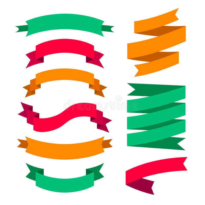 Vector Set of Ribbons in Flat Style. Stock Vector - Illustration of ...