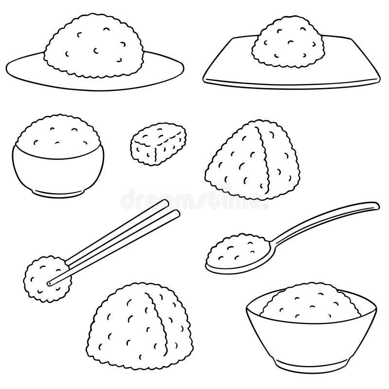 Vector set of rice stock vector. Illustration of cooking - 117618948