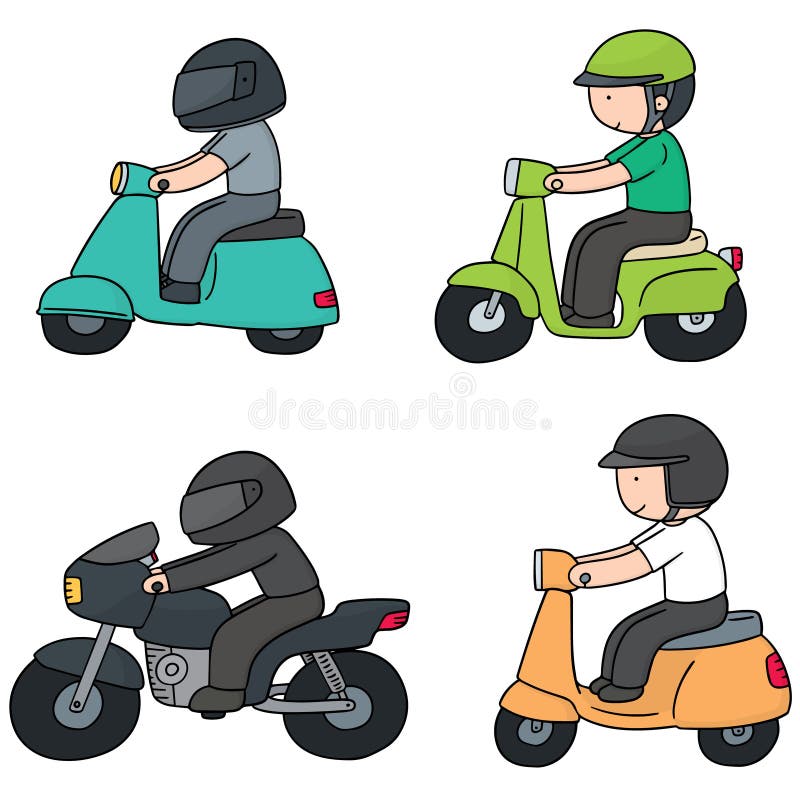 Vector Set of Riding Motorcycle Stock Vector - Illustration of biker ...