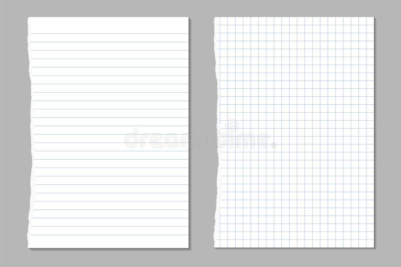 Vector Set of Ripped Sheets of Lined and Square Paper Stock Vector ...