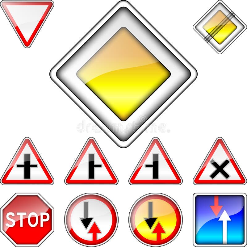 Vector Set of Road Signs Priority Stock Vector - Illustration of group ...