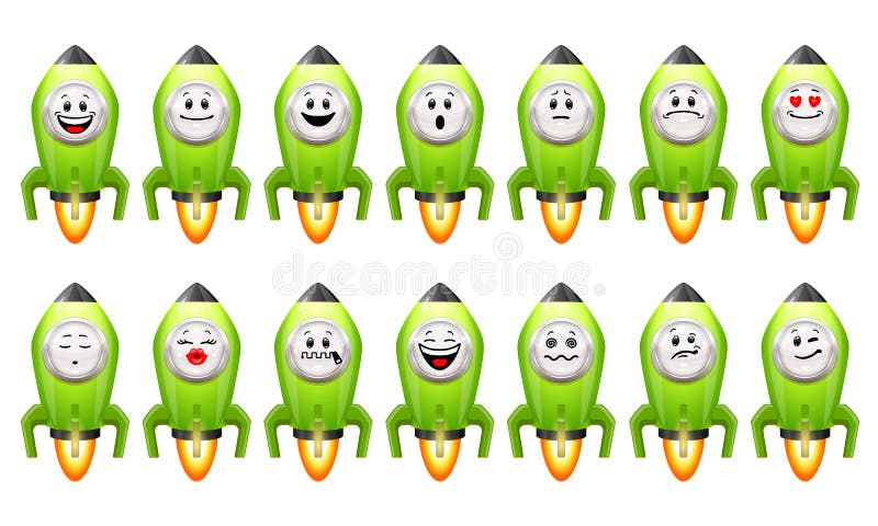Vector Set of Rocket Emoticons. Stock Vector - Illustration of emoji ...