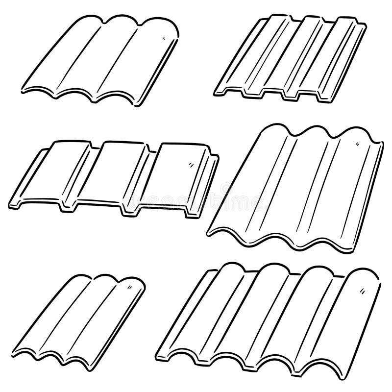 Vector set of roof tile stock illustration. Illustration of line ...