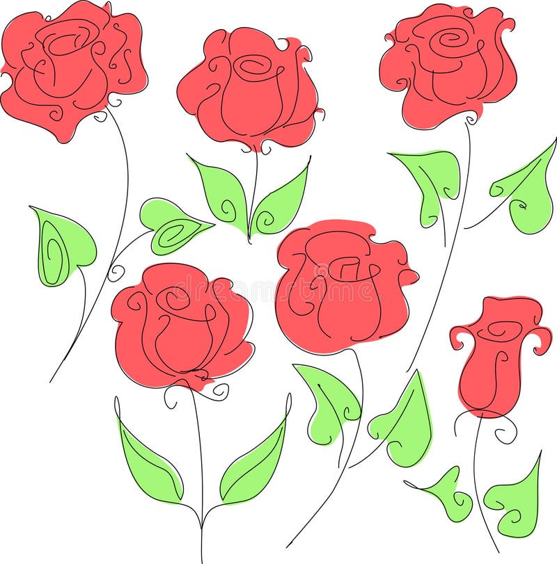 Vector set of roses. stock vector. Illustration of painting - 80838176
