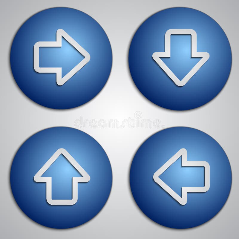 Vector Set of Round Blue Arrow Buttons with Paper Cut Image Stock ...