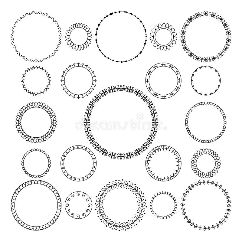 Vector Set of Round and Circular Decorative Frame for Design Stock ...
