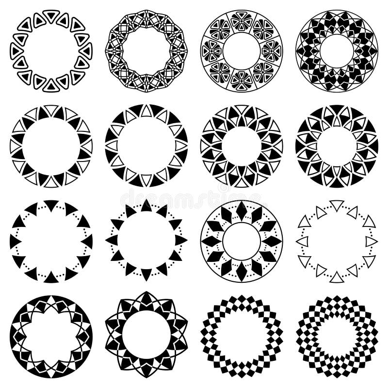 Vector Set of Round Frames with a Simple Geometric Pattern Stock Vector ...