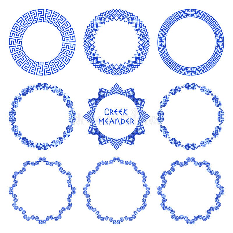 Vector Set of Round Greek Frames 5 Stock Vector - Illustration of ...