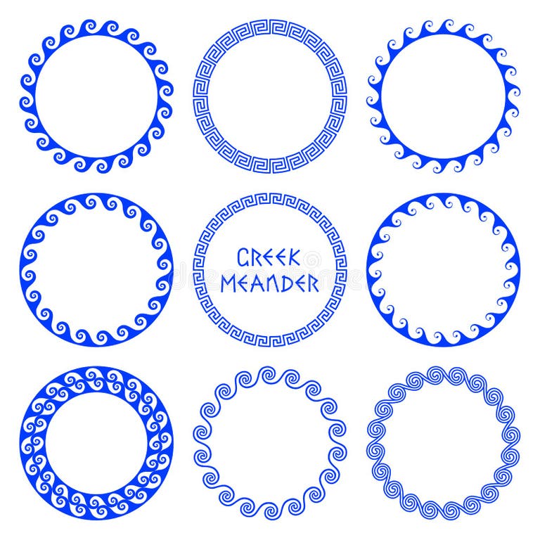 Vector Set of Round Greek Frames 3 Stock Vector - Illustration of ...