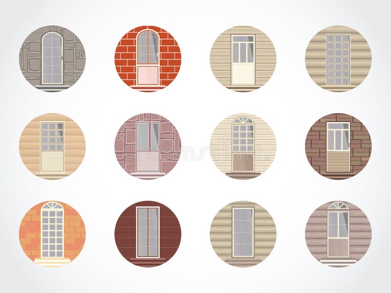 Vector Set of Round Icons of Doors. Stock Vector - Illustration of home ...