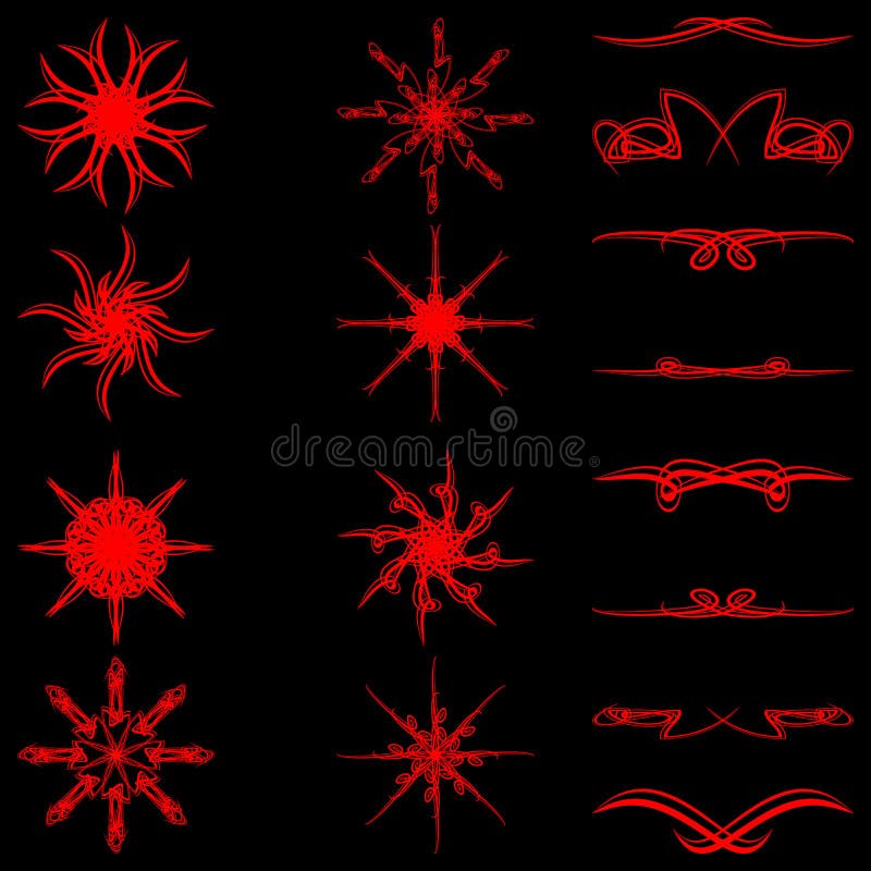 Vector Set of Round Ornaments and Horizontal Vintage Elements for ...