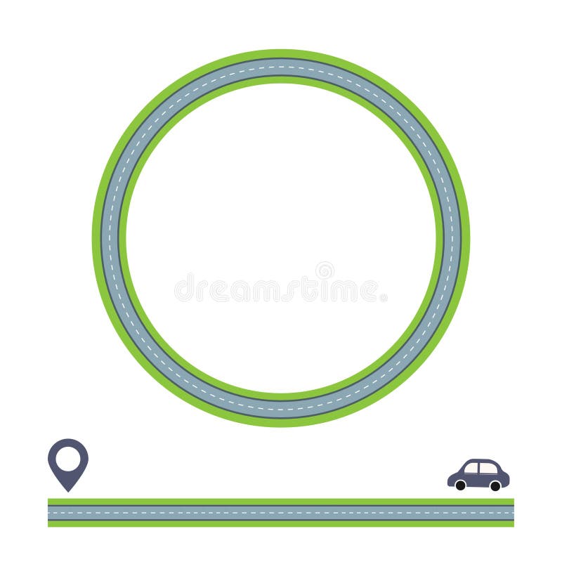 Vector Set with Round Road and Straight Stock Vector - Illustration of ...