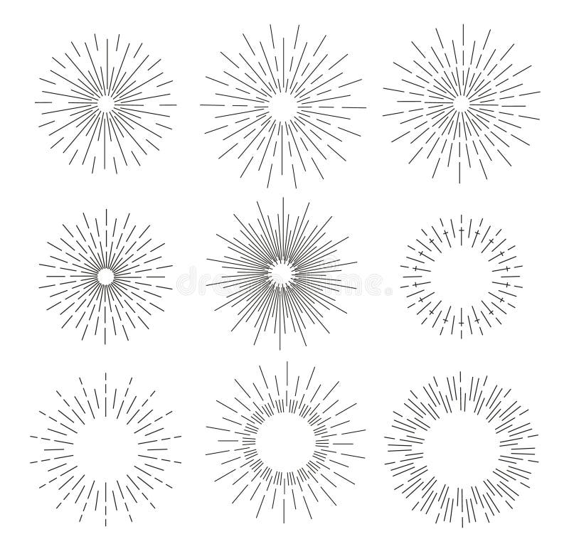 Vector Set of Round Sun Burst Illustrations Stock Vector - Illustration ...