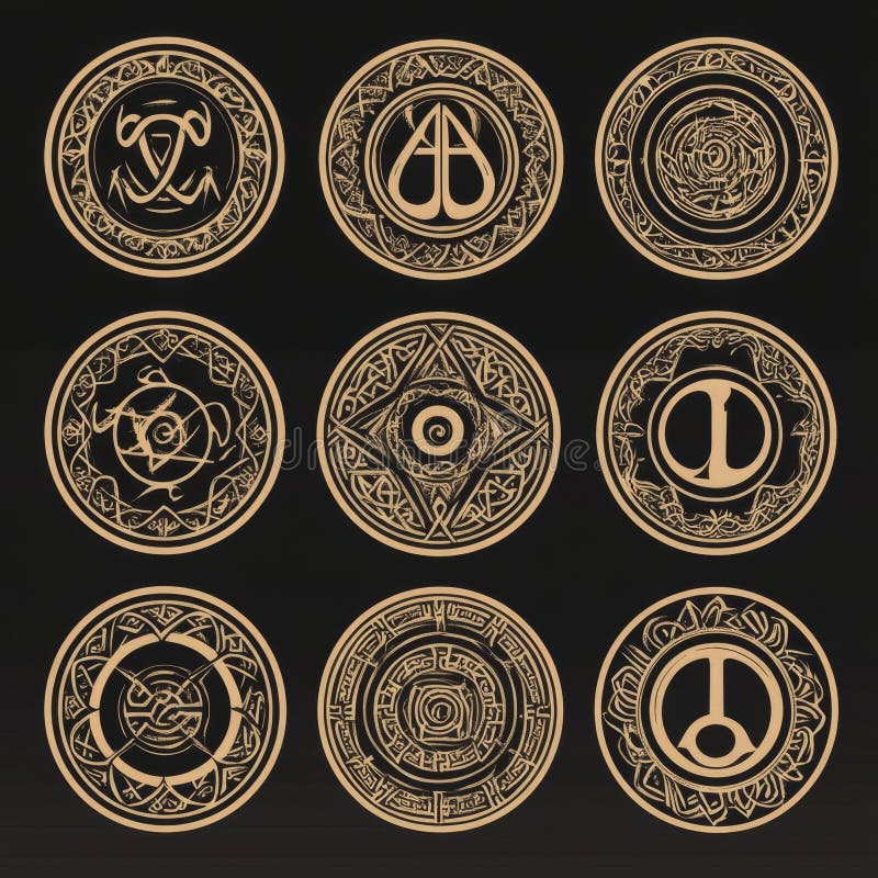Vector Set of Round Symbols of the Zodiac. Astrological Signs Stock ...