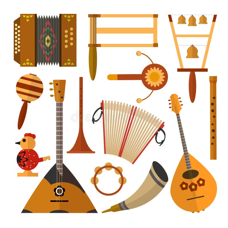 Vector Set of Russian Folk Music Instruments in Flat Style Stock Vector ...