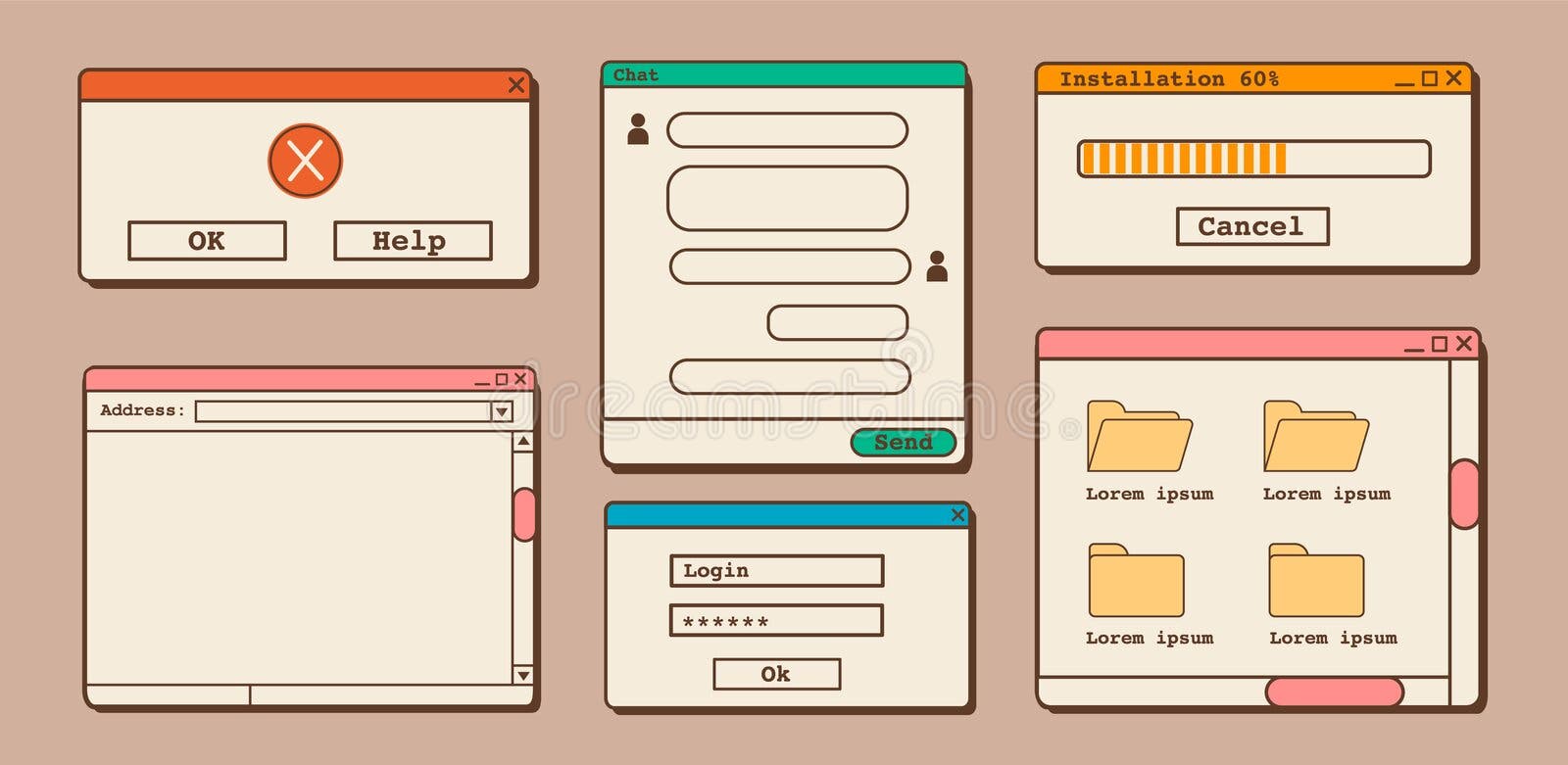 Nostalgic 90s Ui. Retro Error Messages, Old Computer Icons and App ... Nostalgic 90s Ui. Retro Error Messages, Old Computer Icons and App ...