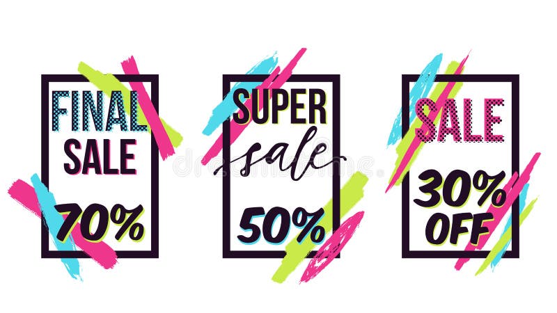 Vector Set of Sale Posters with Stylish Dynamic Frames Stock Vector ...