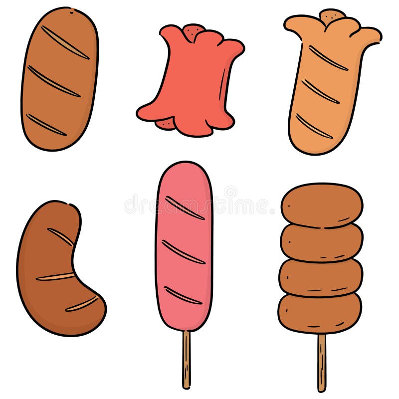 Vector set of sausages stock vector. Illustration of kitchen - 133588589