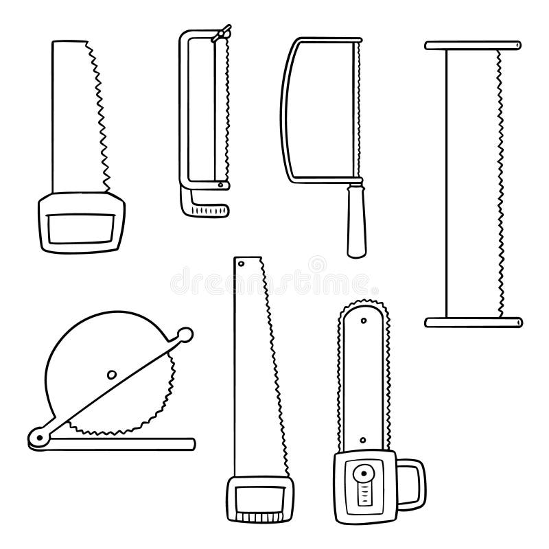 Vector set of saw stock vector. Illustration of drawing - 119297301