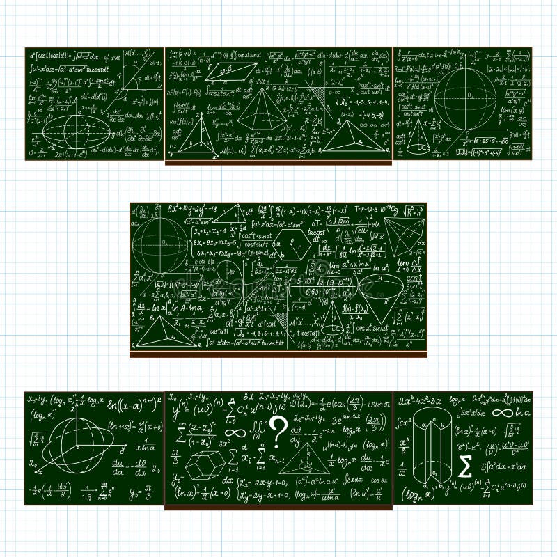 School Vector Blackboard with Handwritten Mathematical Formulas ...