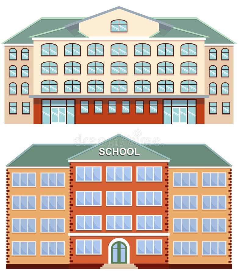 Vector Set of School Buildings on White Background. Stock Vector ...
