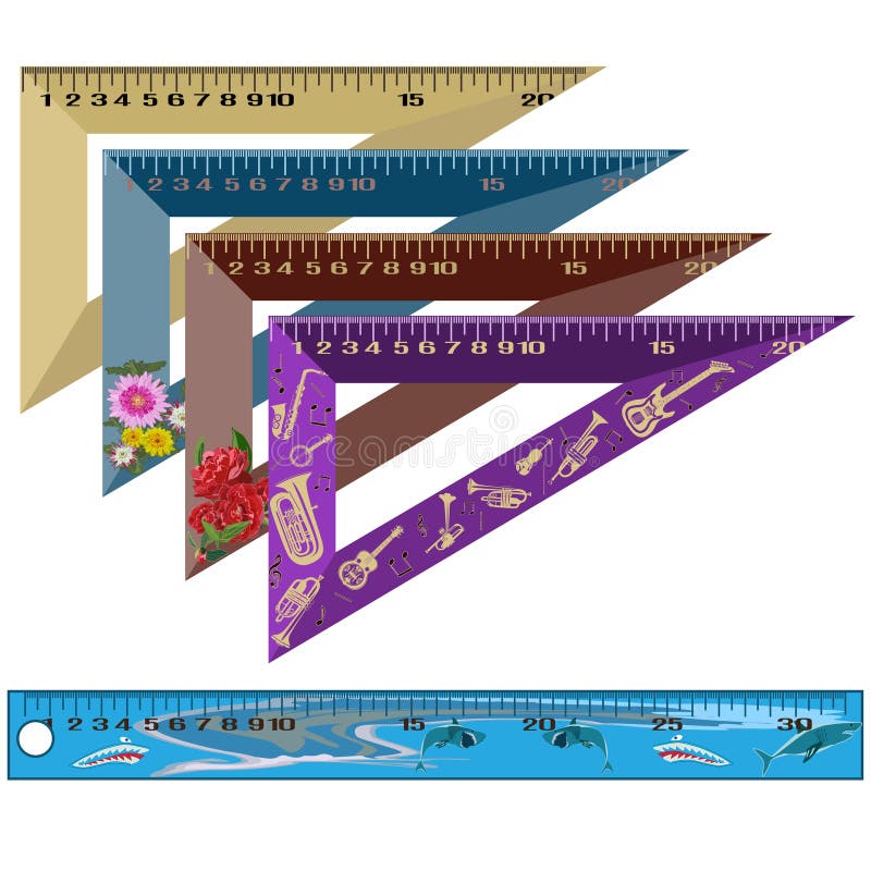 Vector Set of School Rulers in Flat Style Stock Vector - Illustration ...
