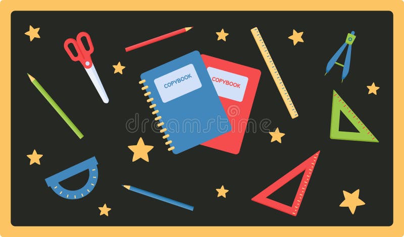 Vector Set of School Stationary in Flat Style Stock Vector ...