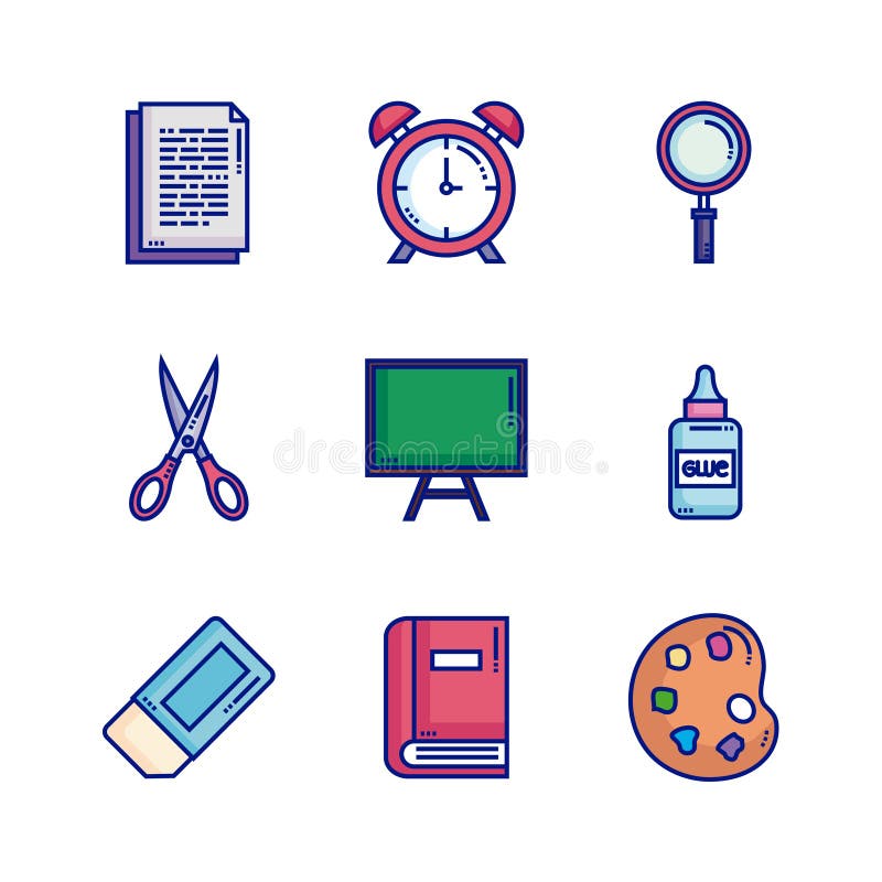 Vector Set of School Supplies and Learning Tools Stock Illustration ...
