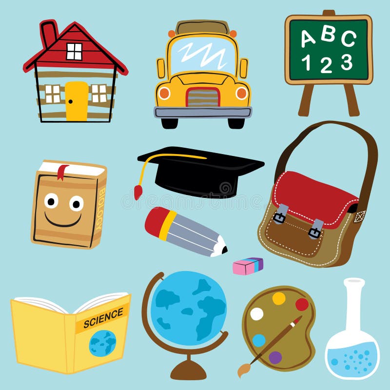 Vector Set of School Theme Cartoon Stock Vector - Illustration of ...