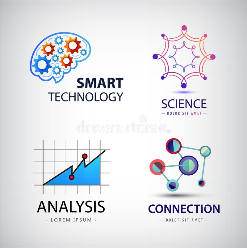Vector Set of Science Logos, Biology, Physics, Chemistry Logo Stock ...
