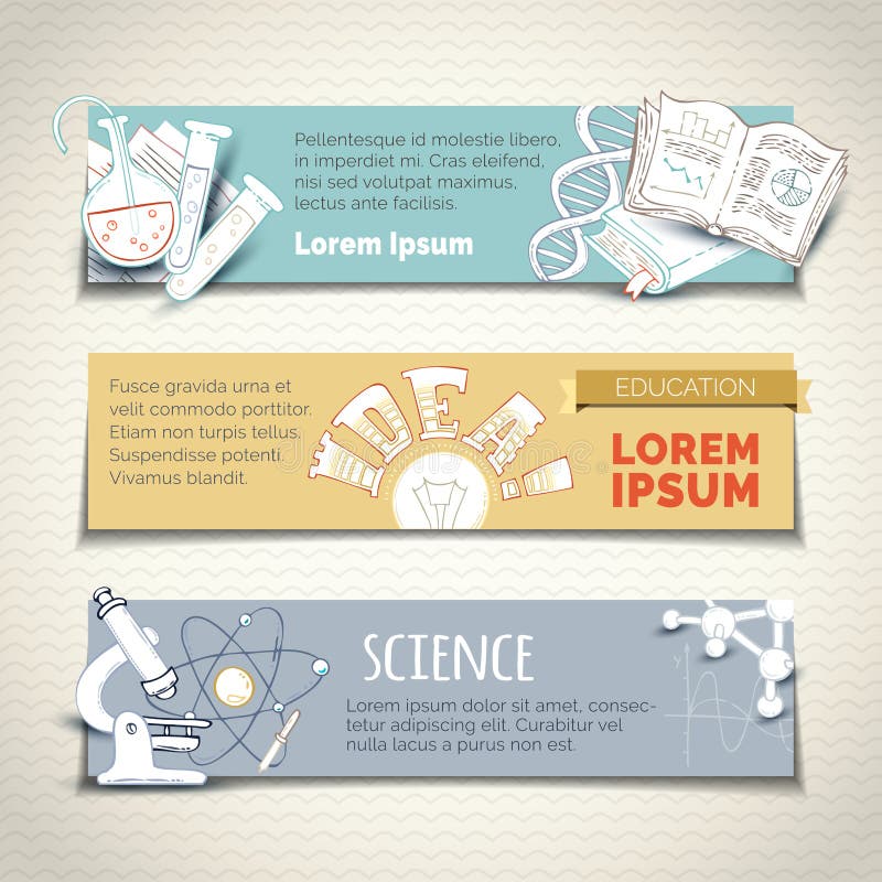 Vector Set of Science and Education Horizontal Banners. Stock Vector ...