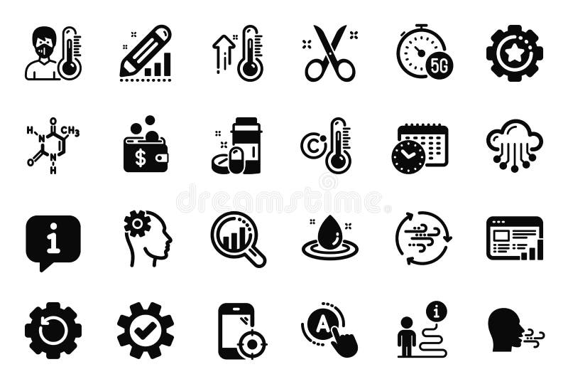 Vector Set of Science Icons Related To Edit Statistics, Breathing ...