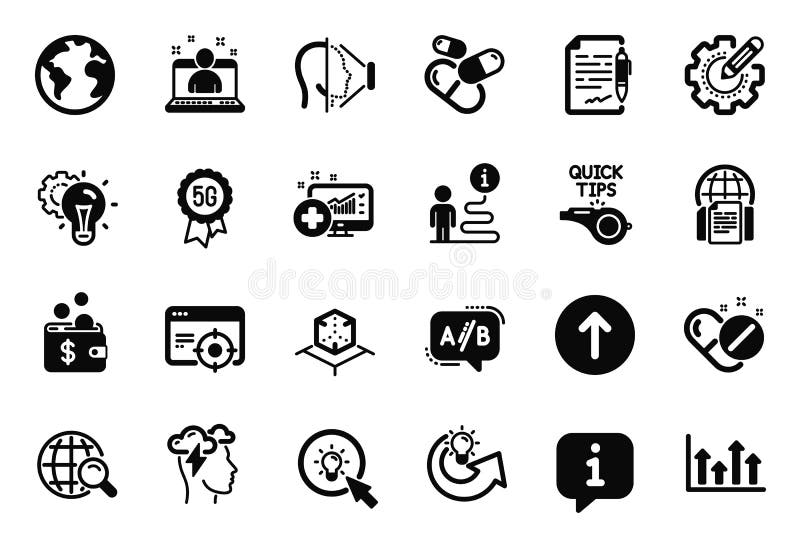 Vector Set of Science Icons Related To Swipe Up, Agreement Document and ...