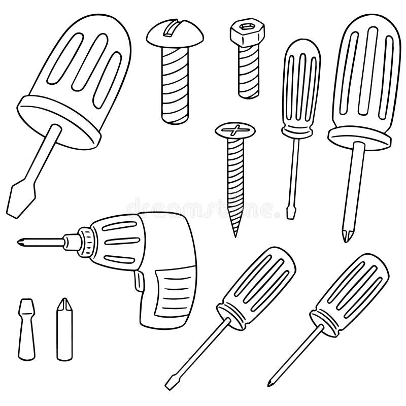 Vector Set of and Screwdriver Stock Vector - Illustration of metal ...