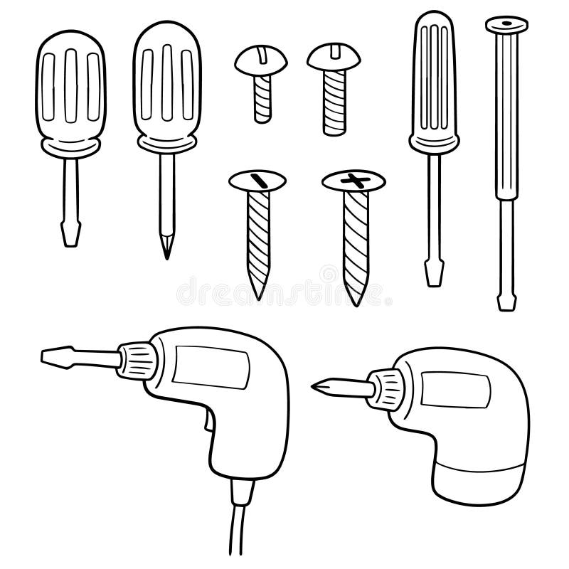 Vector Set of and Screwdriver Stock Vector - Illustration of rivet ...