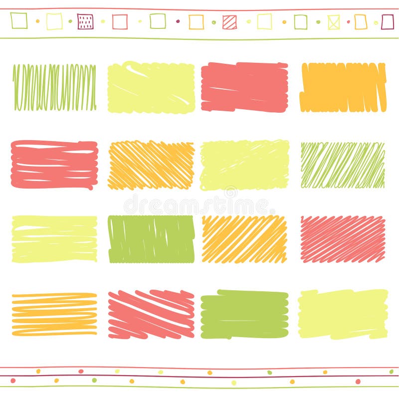 Vector Set of Scribble Elements Stock Vector - Illustration of chalk ...