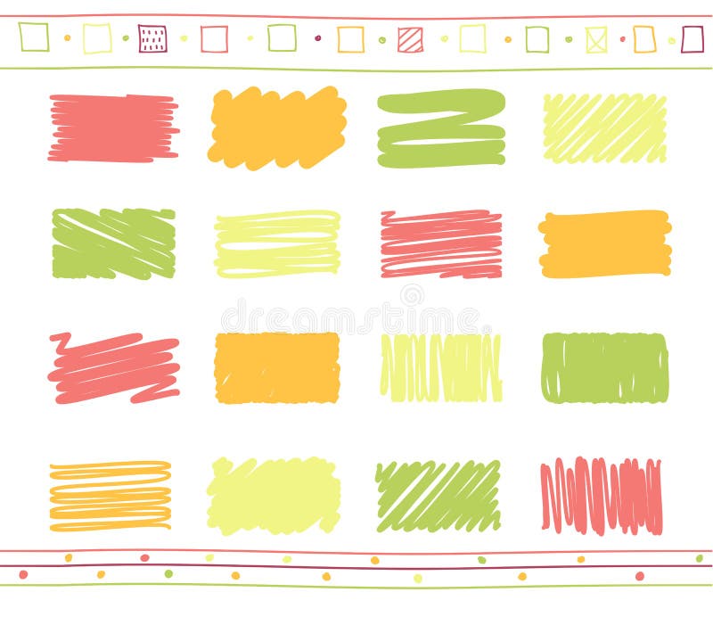 Vector Set of Scribble Elements Stock Vector - Illustration of blank ...
