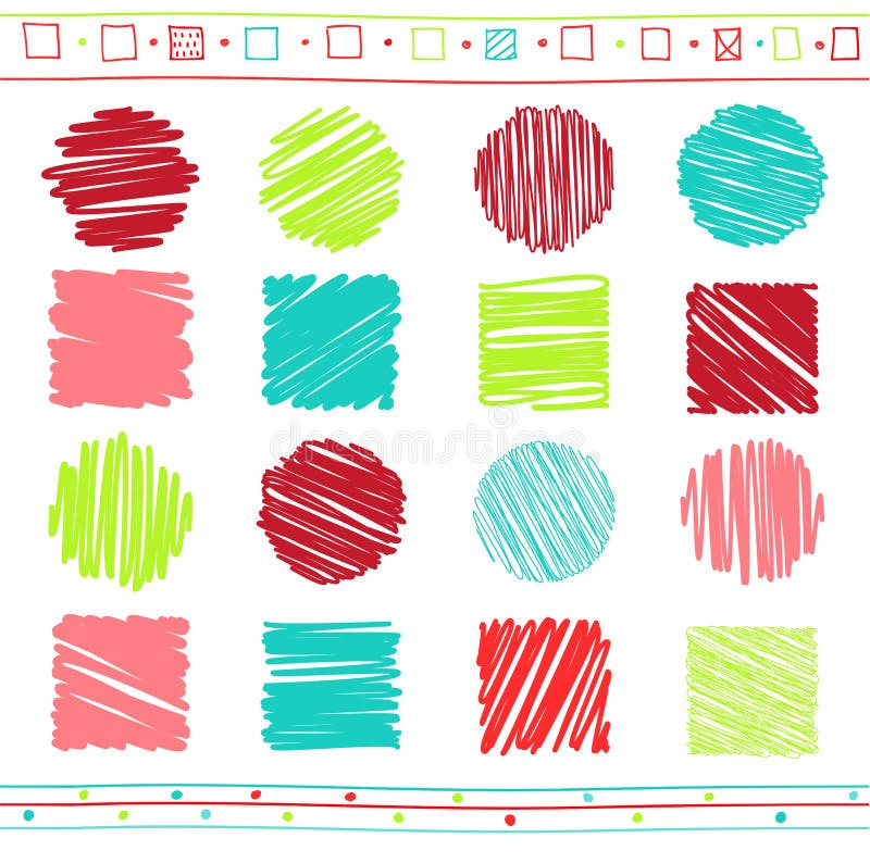 Vector Set of Scribble Elements Stock Vector - Illustration of line ...